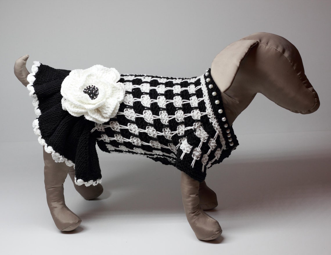 Black and White Dress for Dog, Clothes for Small Dogs Custom, Sweater ...