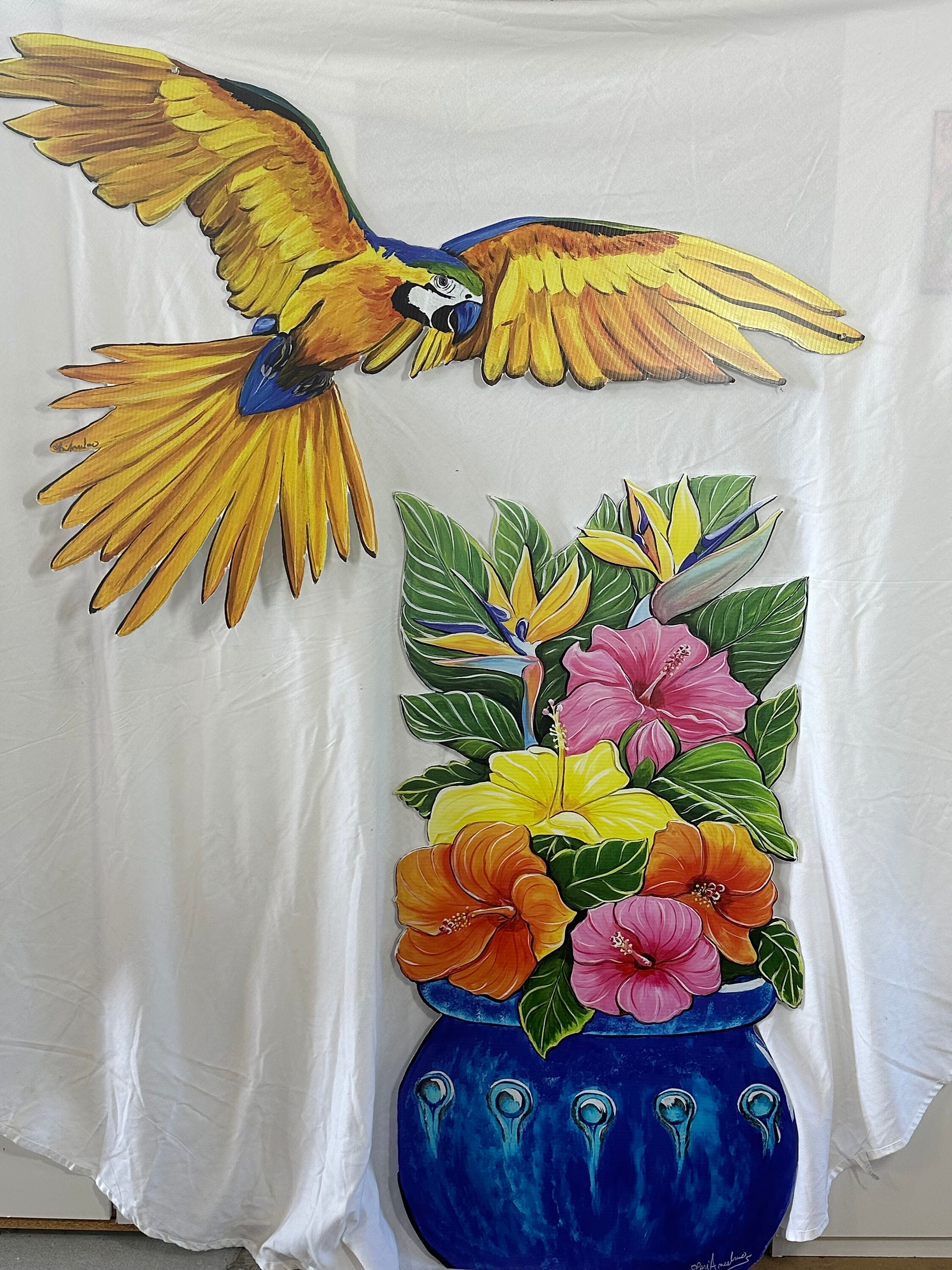 Hibiscus & Bird of Paradise Fence Panel - Etsy