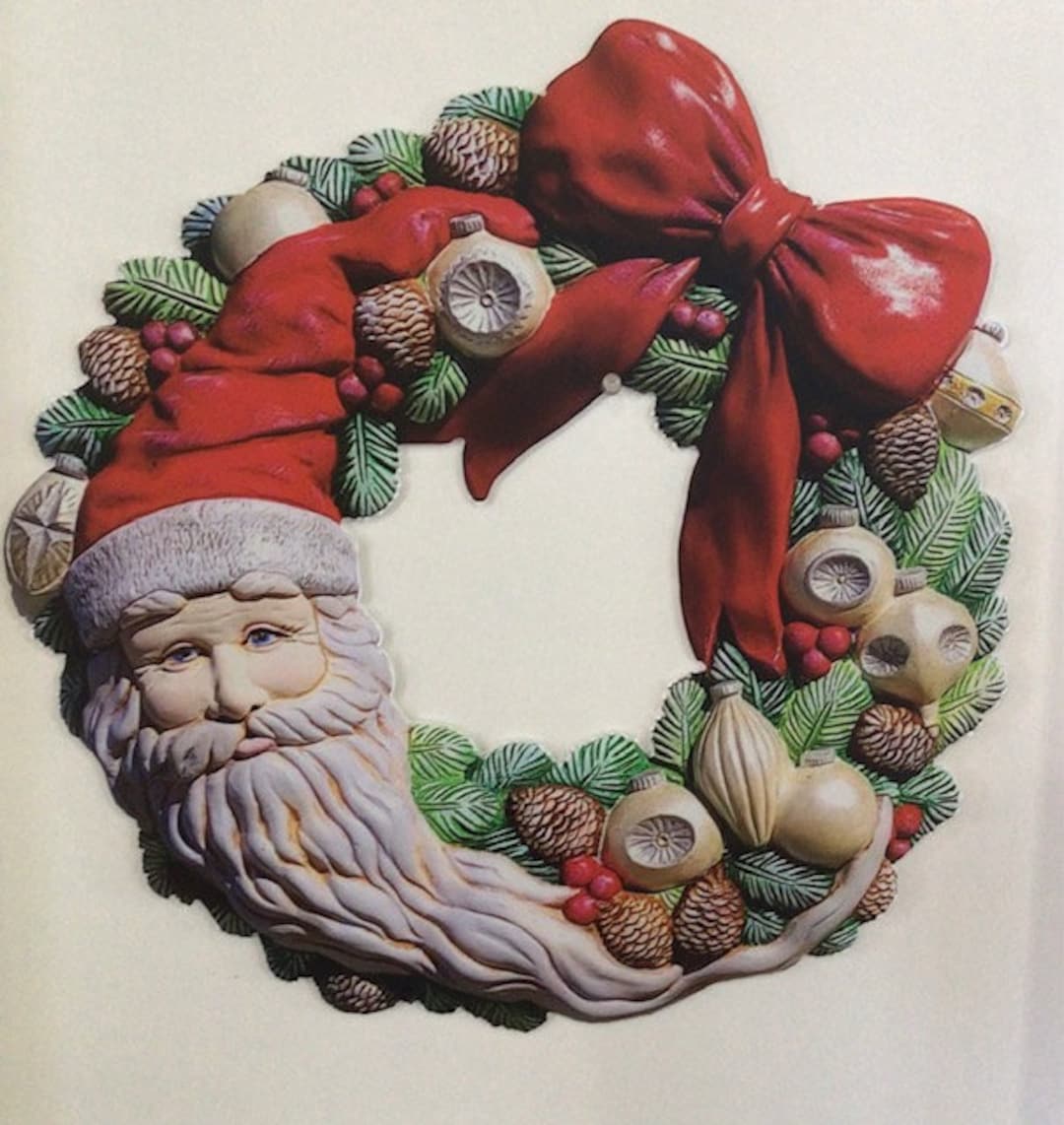 Santa Wreath Fence Panel - Etsy