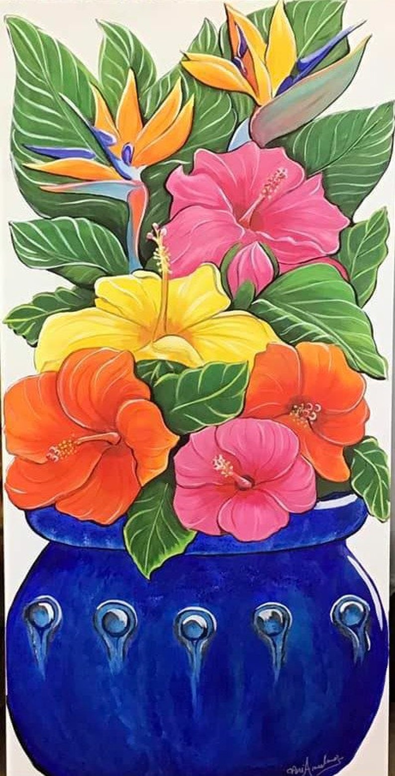 Hibiscus & Bird of Paradise Fence Panel - Etsy