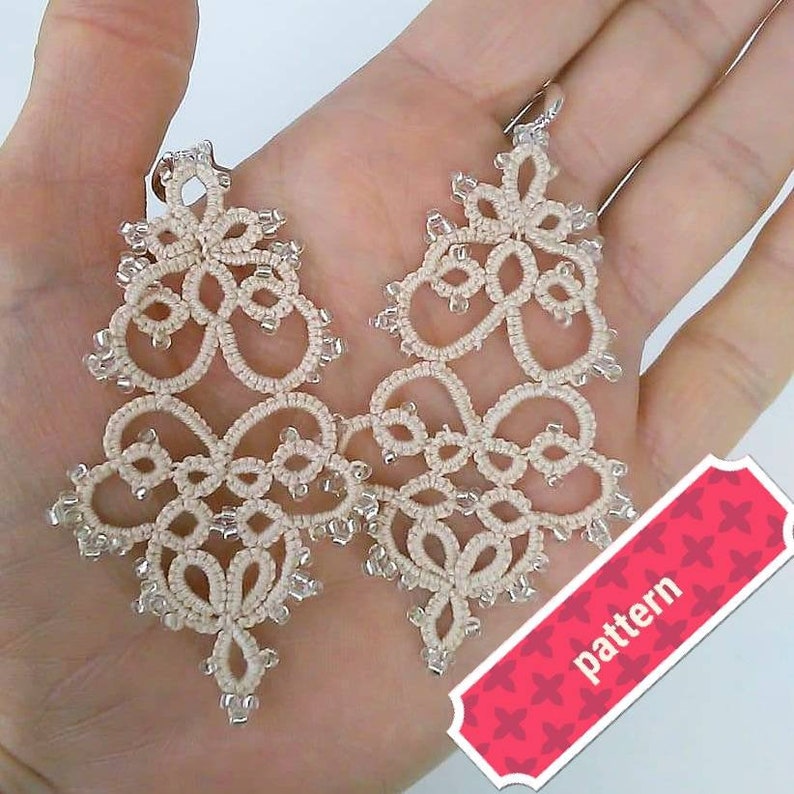Tatting Earring Pattern Simple Tutorial for Needle Tatting Jewelry ...