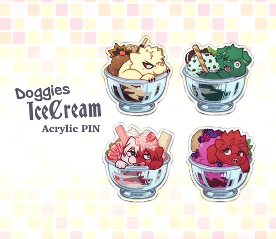 MHA Ice Cream Doggies Acrylic PIN | Etsy UK