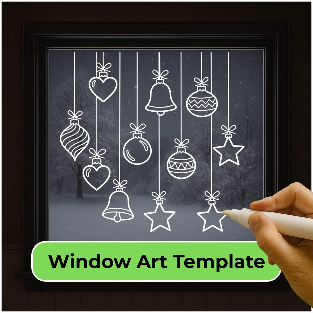 Festive Danglers Window Art Template, Printable Christmas Chalk Marker ...