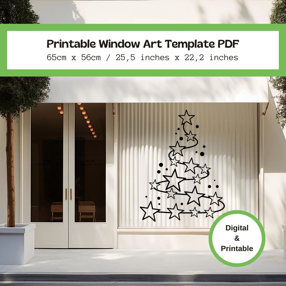 Simple Christmas Tree Window Art - DIY Chalk Window Template | Glass ...
