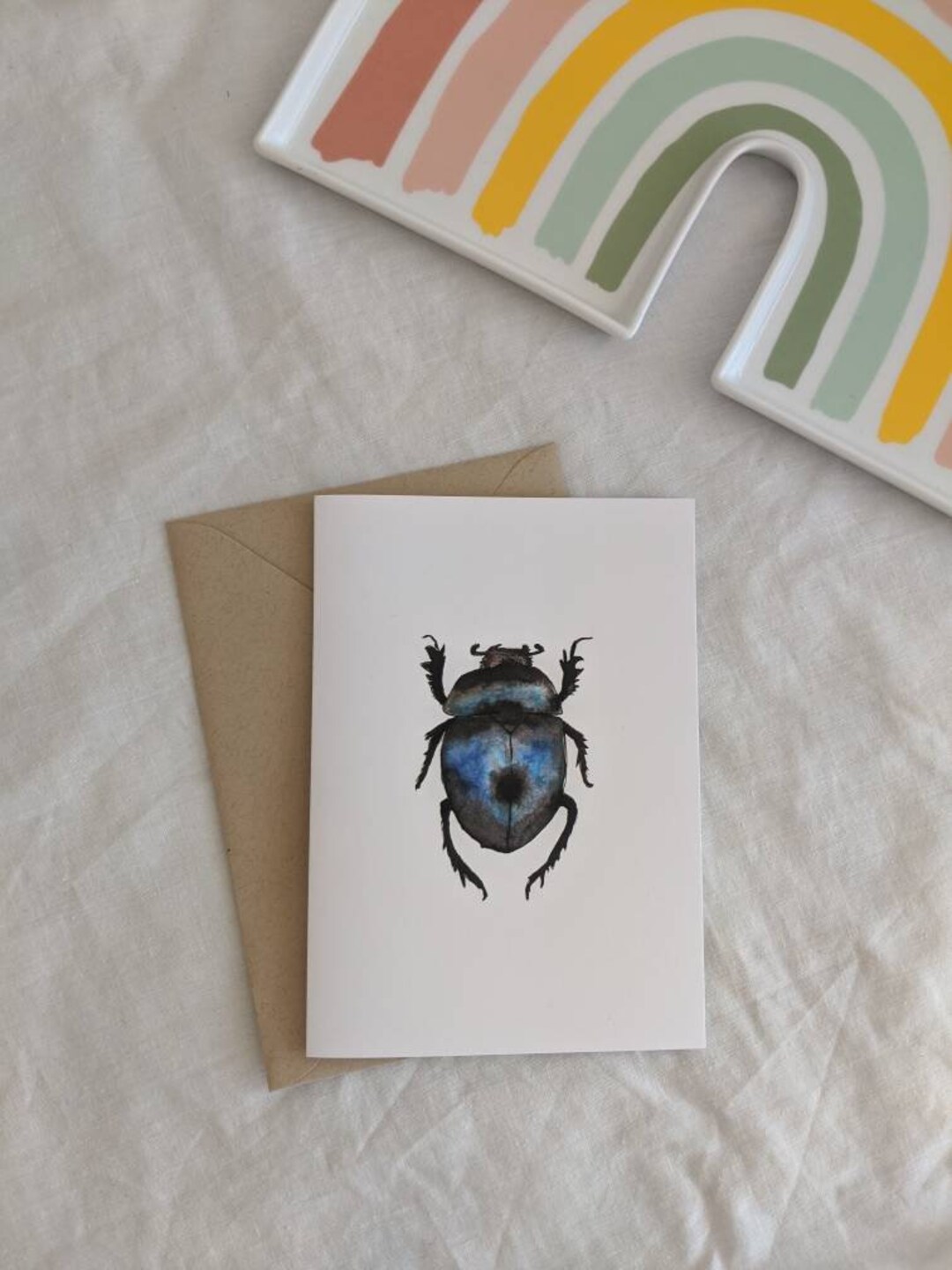 Illustrated Watercolour Beetle Greetings Card - Etsy