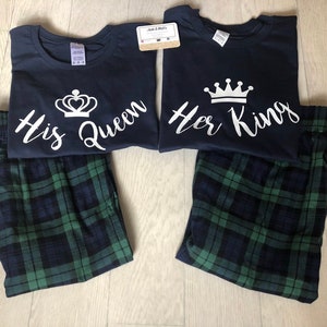 King & Queen Pjs His Queen Her King Matching Pjs Navy Pjs - Etsy