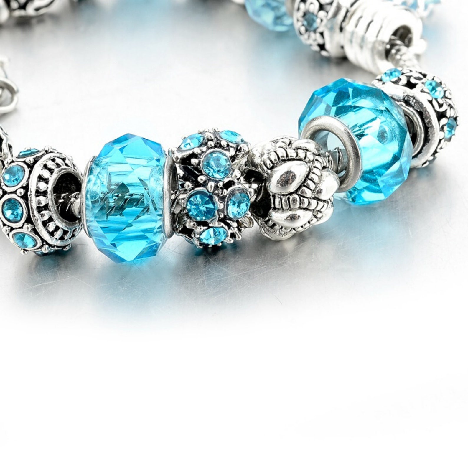 Capital Charms Purple, Pink and Blue Theme Silver Charm Bracelets for ...