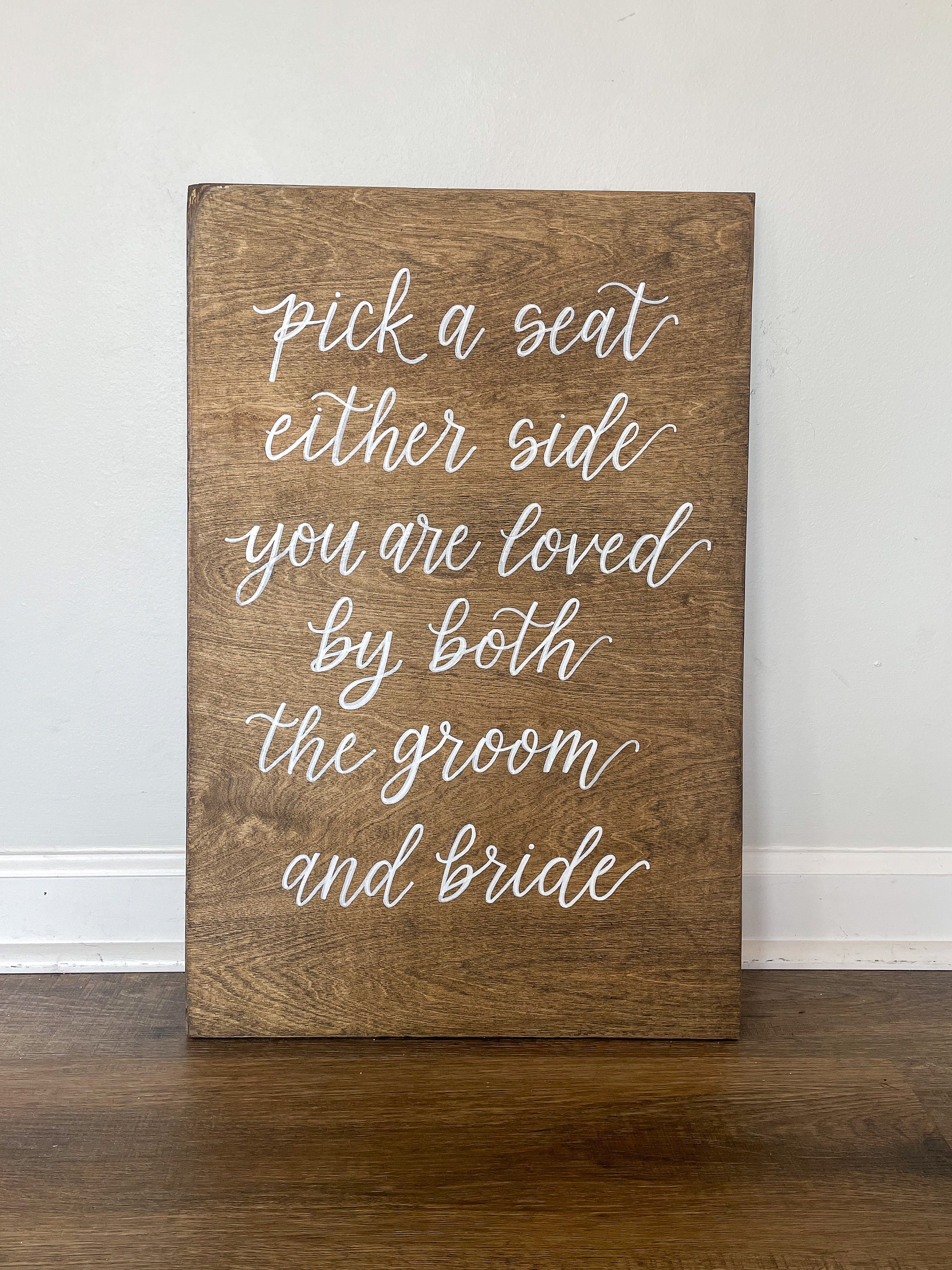 Pick a Seat Either Side Sign, Ceremony Seating Sign, Wood Wedding Sign ...