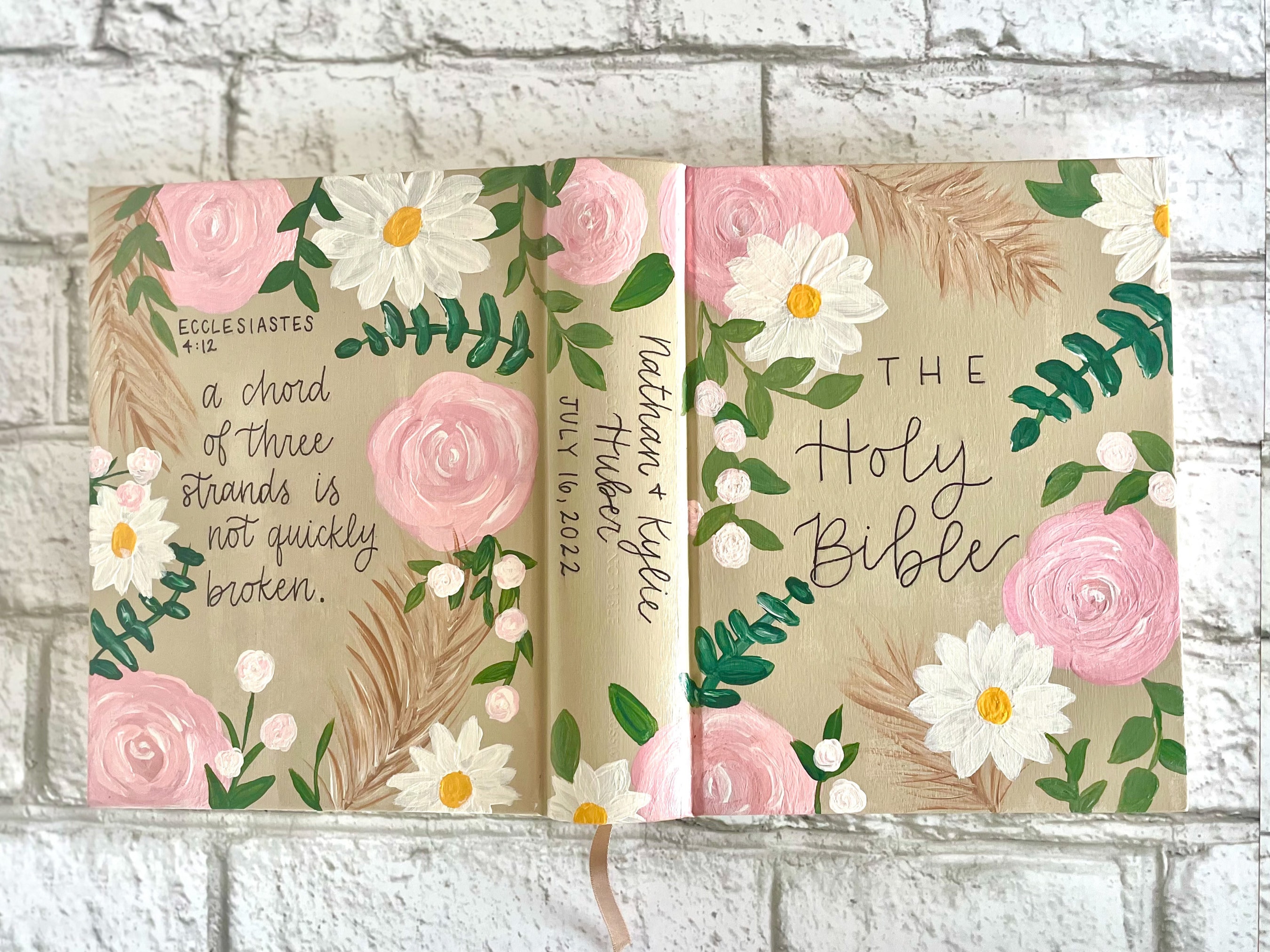 Custom Hand Painted Bible | Bible Guest Book | Christian Gift | Wedding ...