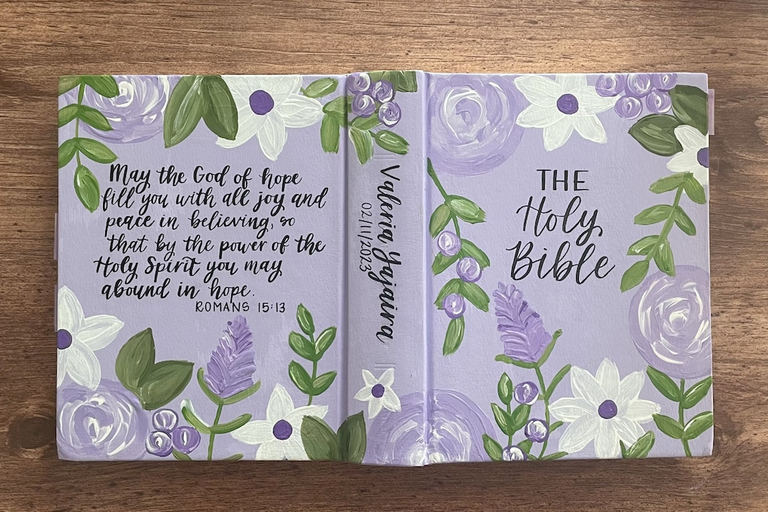 Custom Hand Painted Bible | Bible Guest Book | Christian Gift | Wedding ...