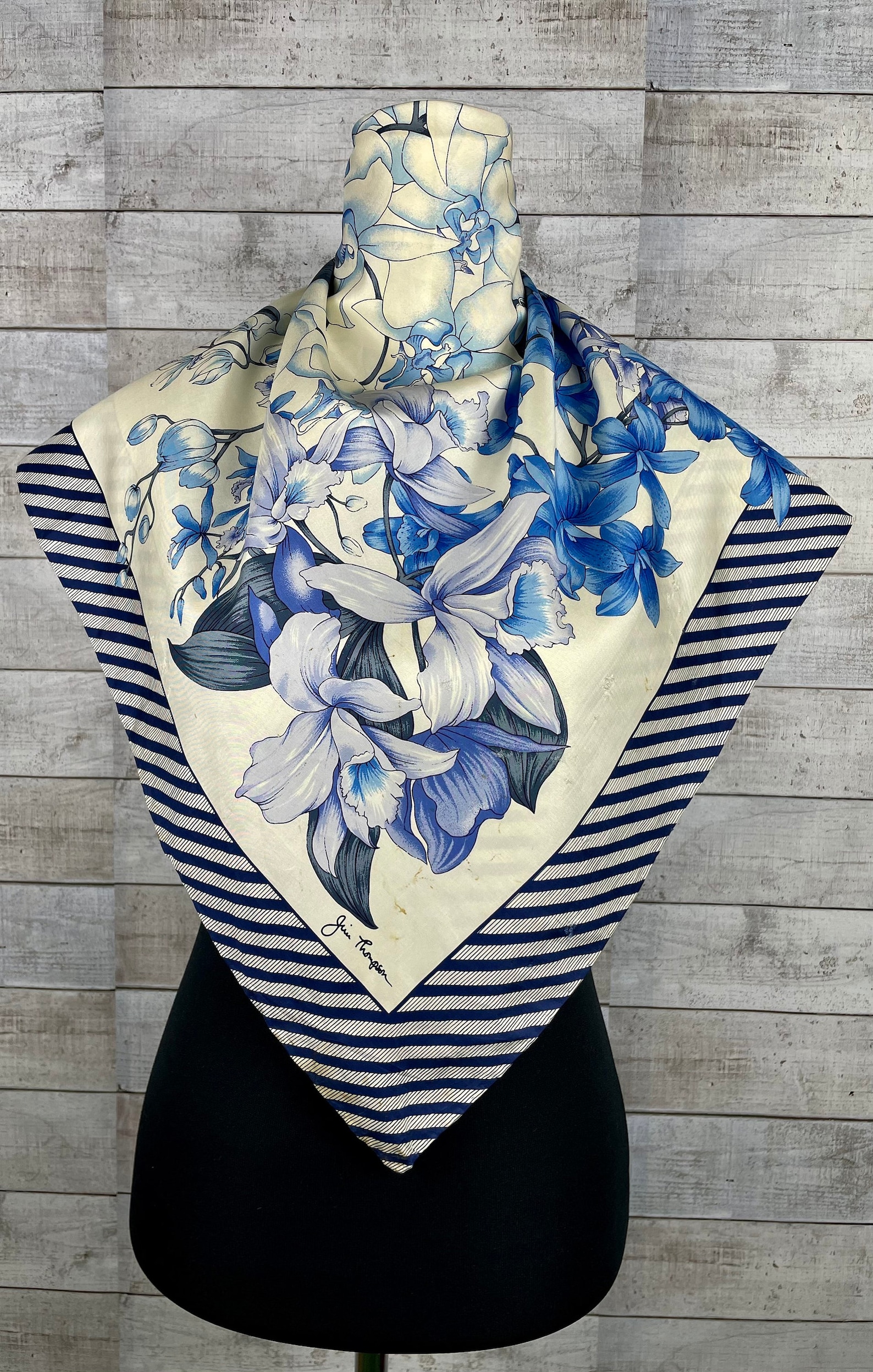 Free shipping Jim Thompson silk scarf vintage A53 size 34x 34 | Etsy