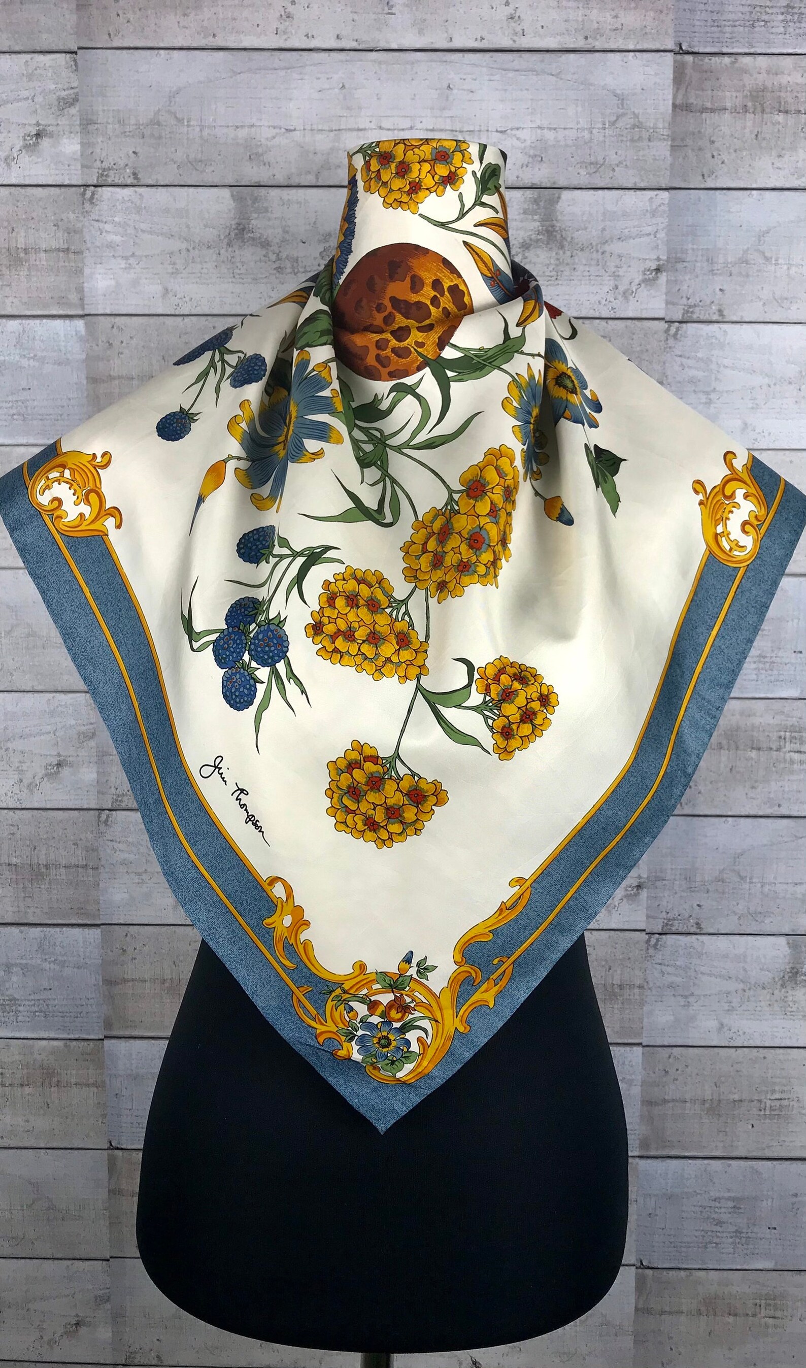 Free Shipping Jim thompson silk scarf vintage ab48 size 34 x | Etsy