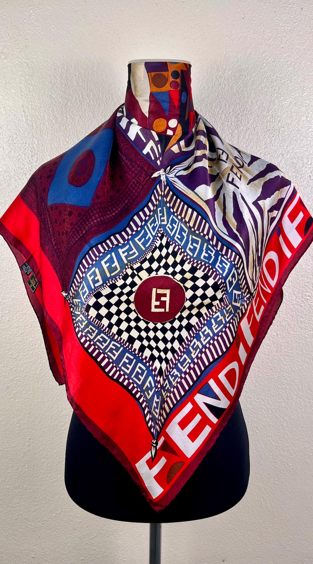 Free Shipping Fendi Silk Scarf Vintage Scarves Sz1a3 - Etsy