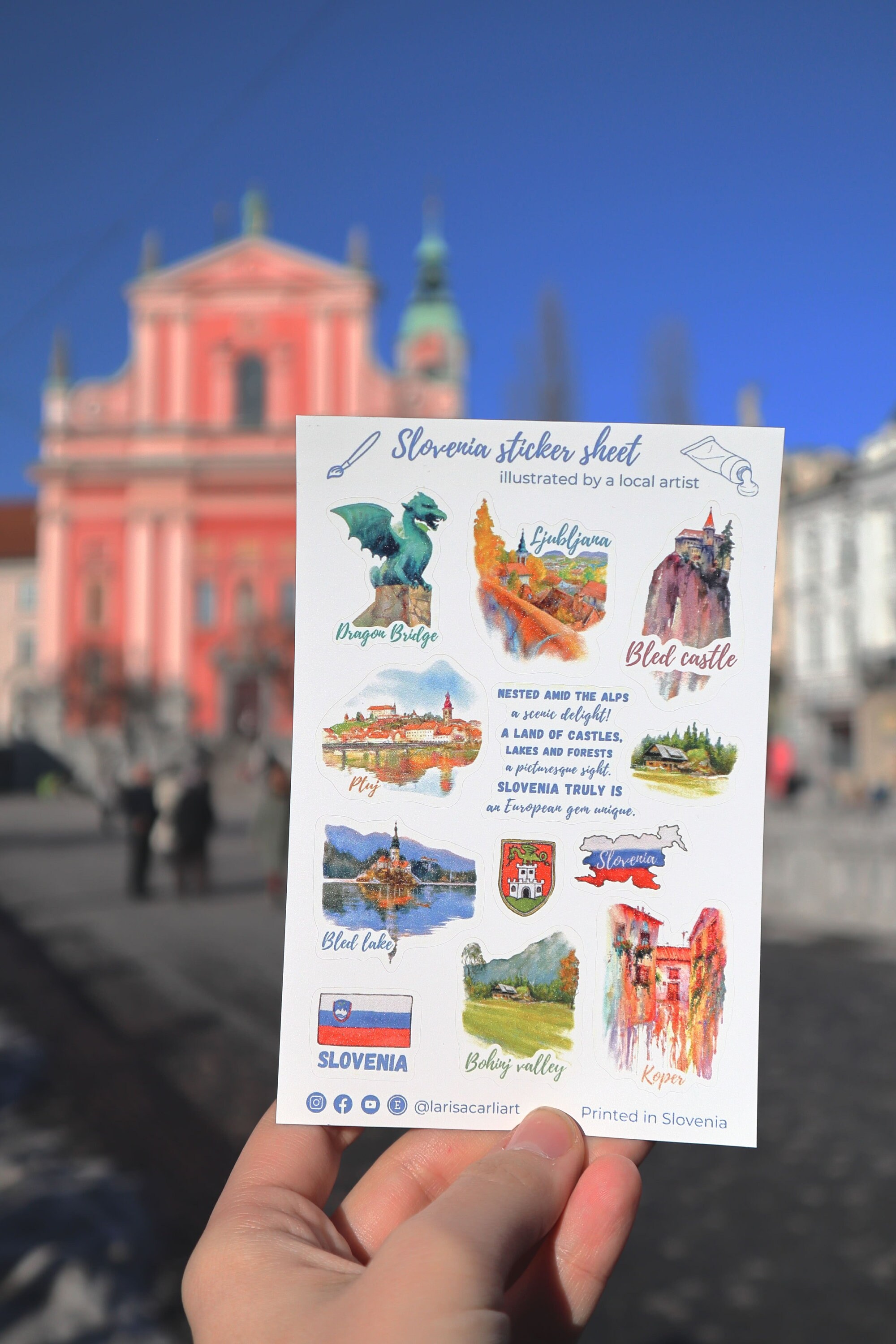 Slovenia Travel Stickers, Traveling Journal, City Watercolor, Gift Idea ...