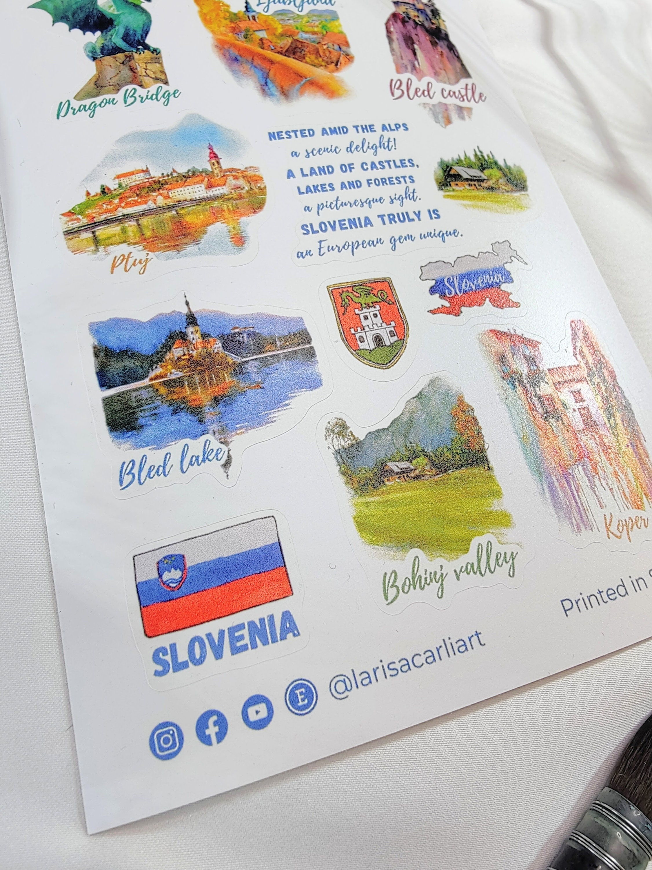 Slovenia Travel Stickers, Traveling Journal, City Watercolor, Gift Idea ...