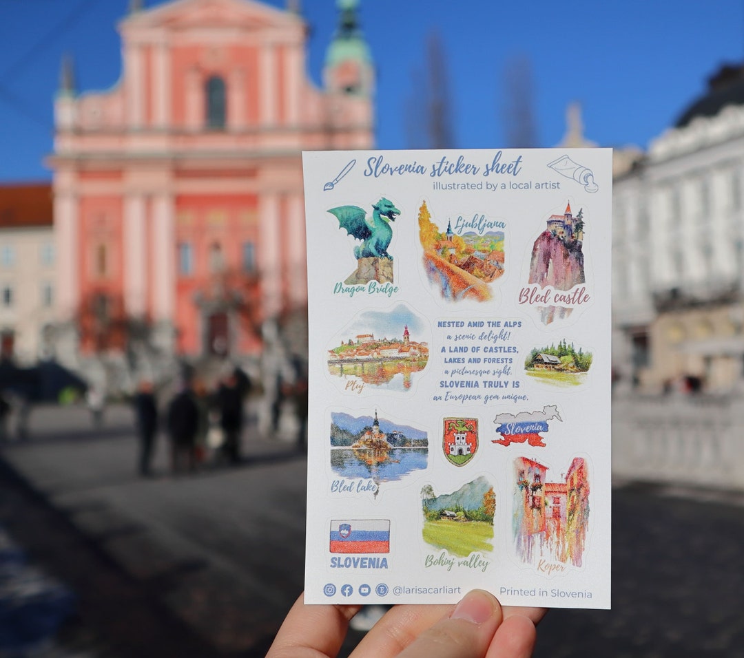 Slovenia Travel Stickers, Traveling Journal, City Watercolor, Gift Idea ...