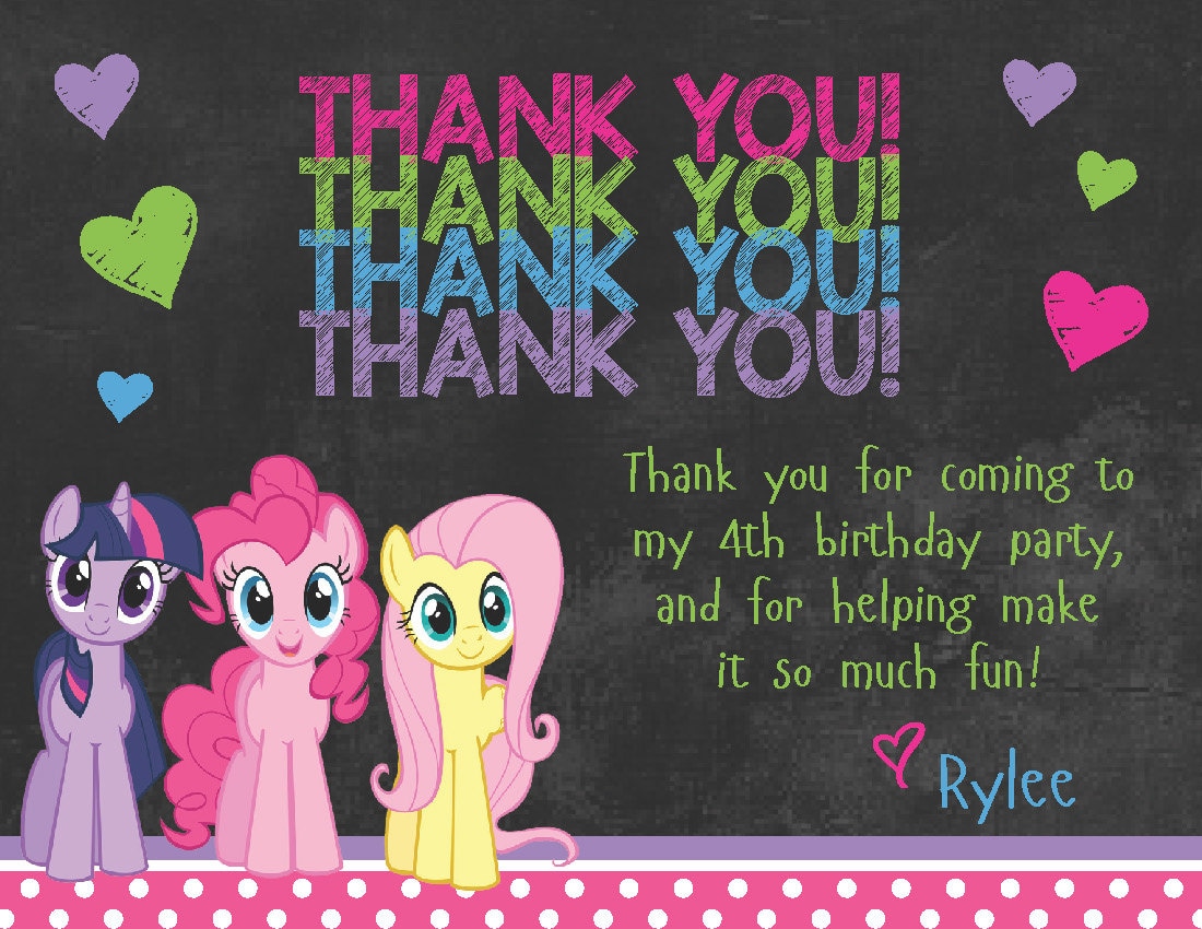 My Little Pony Birthday Thank You Cards ABV Designs 10 X Paw Patrol My