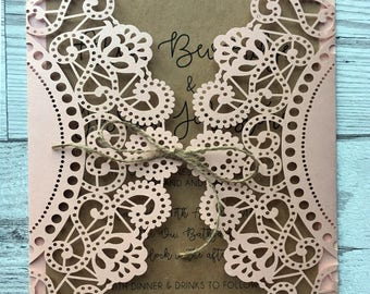 Items similar to Doily Wedding Invitation Set (set of 100) on Etsy