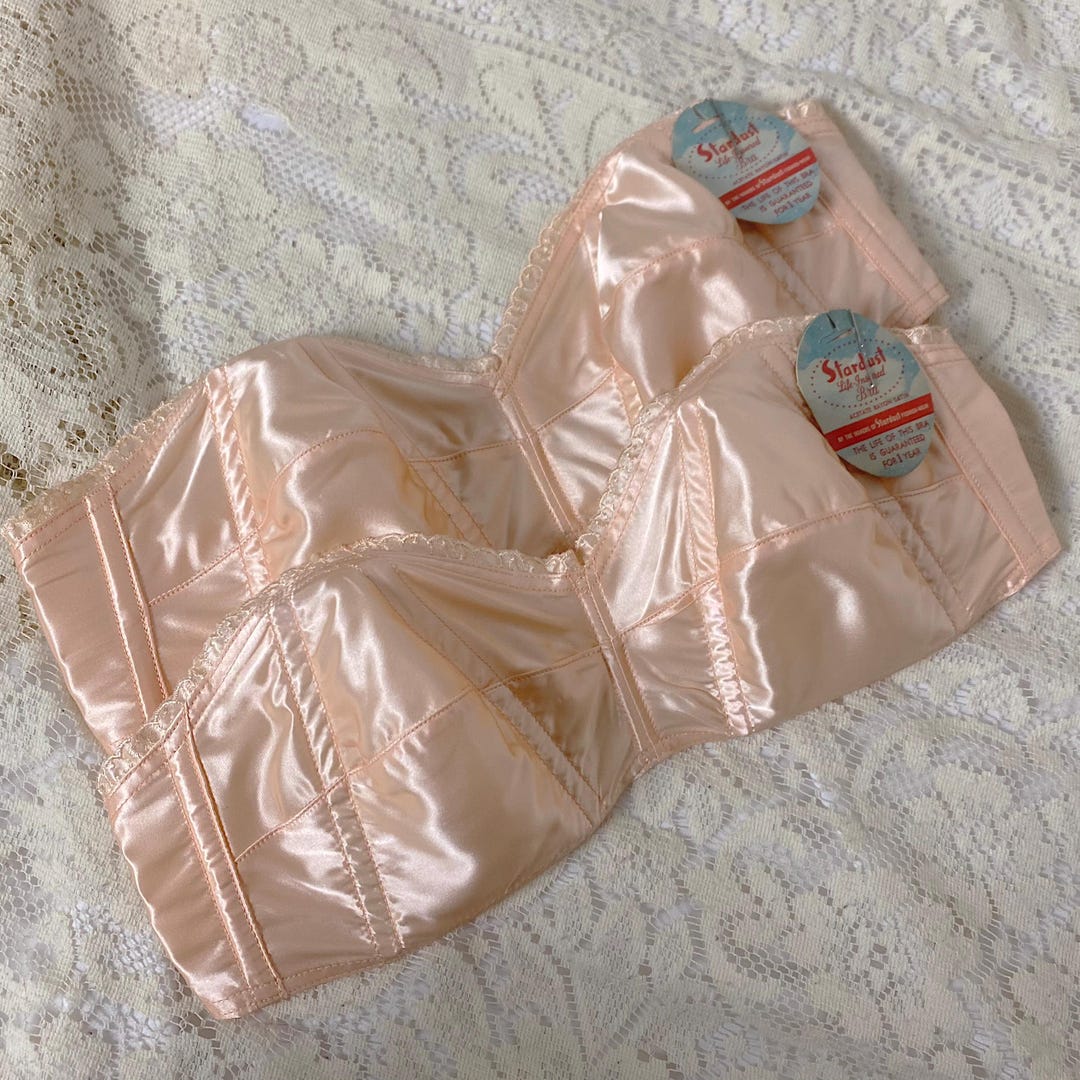 Vintage 1940's - 1950's Cathedral Bra | Peachy Pink Rayon Acetate Satin ...