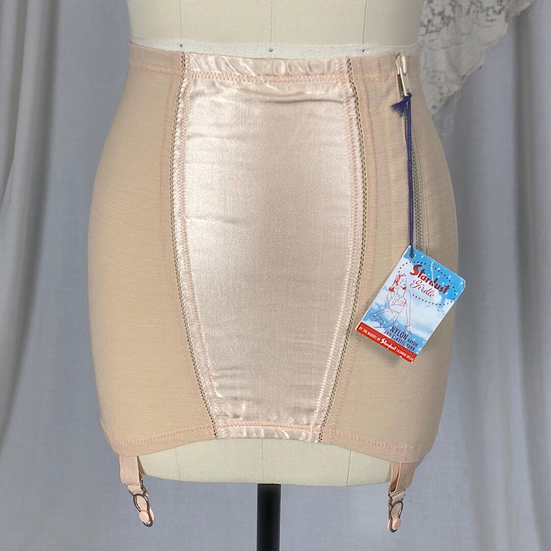 Vintage 1940's - 1950's Girdle | Peach Rayon Satin With Rubber Mesh Panels | Size S | Stardust ...