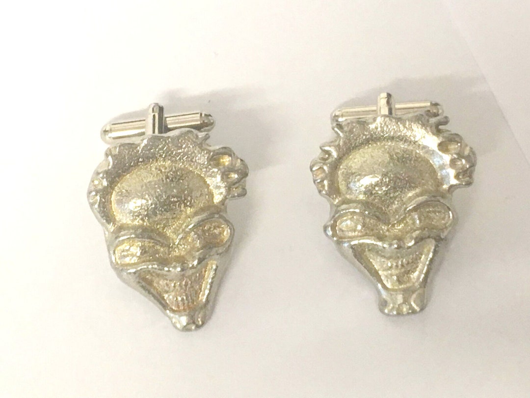 Creepy Clown Joker Jester GT54 English Pewter Cufflinks Tie Slide Set ...