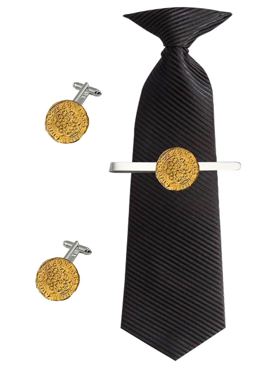 Royal Cross Side WC15 Edward III Quarter Noble Gold Gild Cufflinks Tie ...