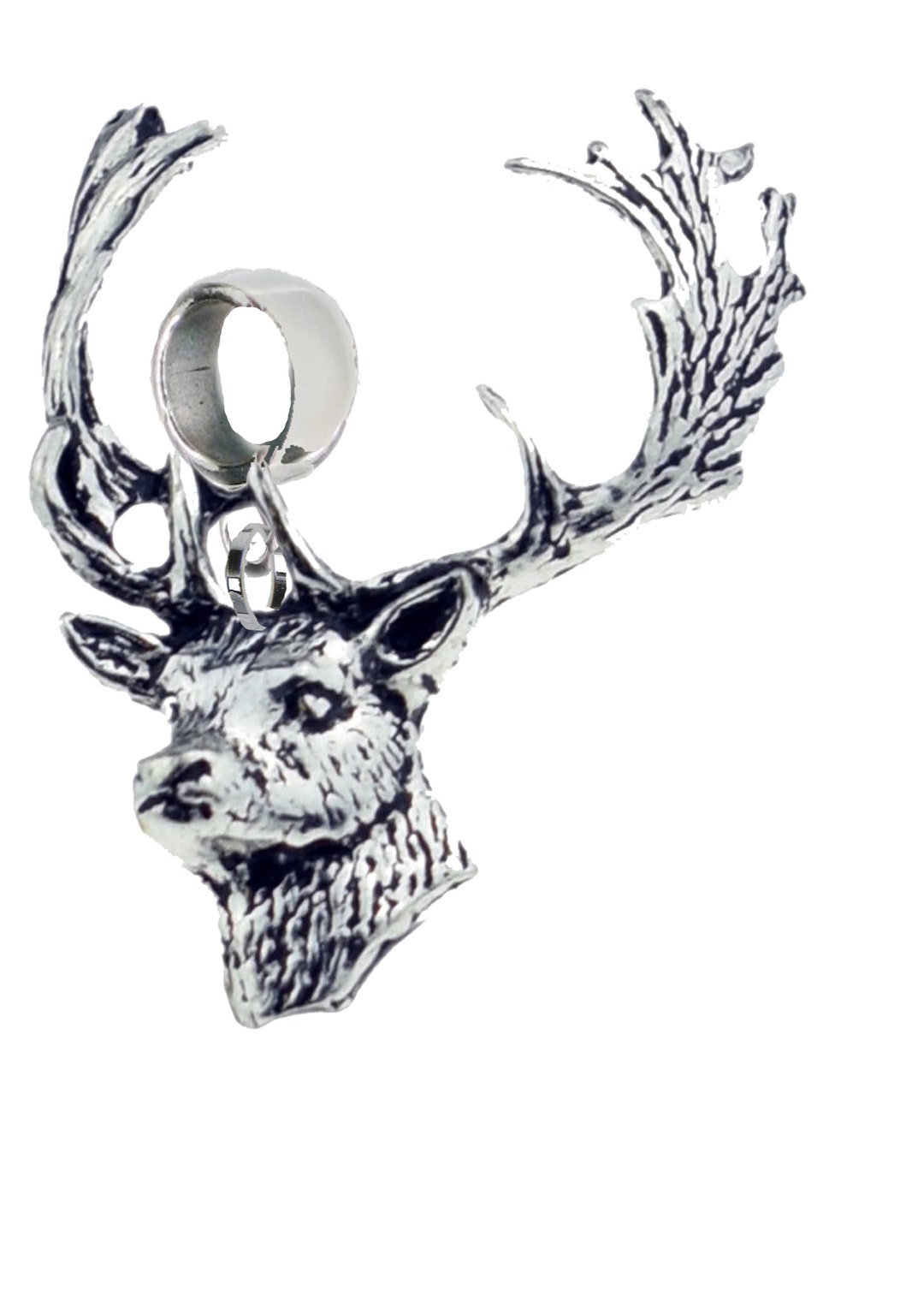 A63 Fallow Deer Head 3x3.4cm Bail Charm, Snake Bracelet, Faux Leather ...