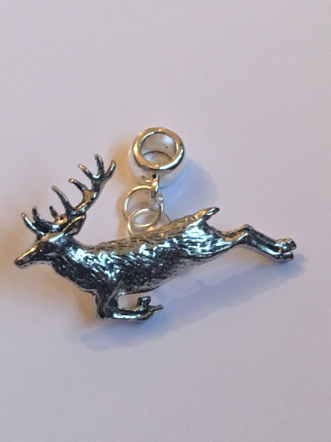 Springing Stag With 5mm Hole to Fit Pendant Charm Bracelet European ...