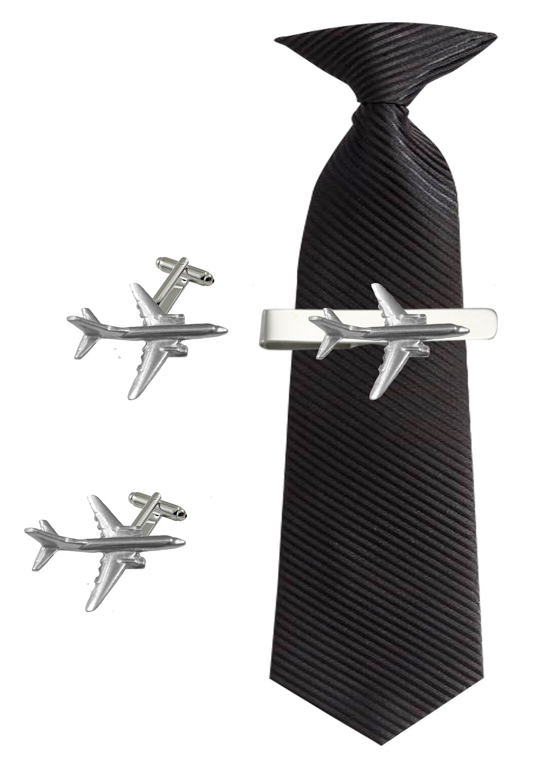 Boeing 737 600 C108 Aircraft Aviation Pewter Cufflinks Tie Slide Sets ...