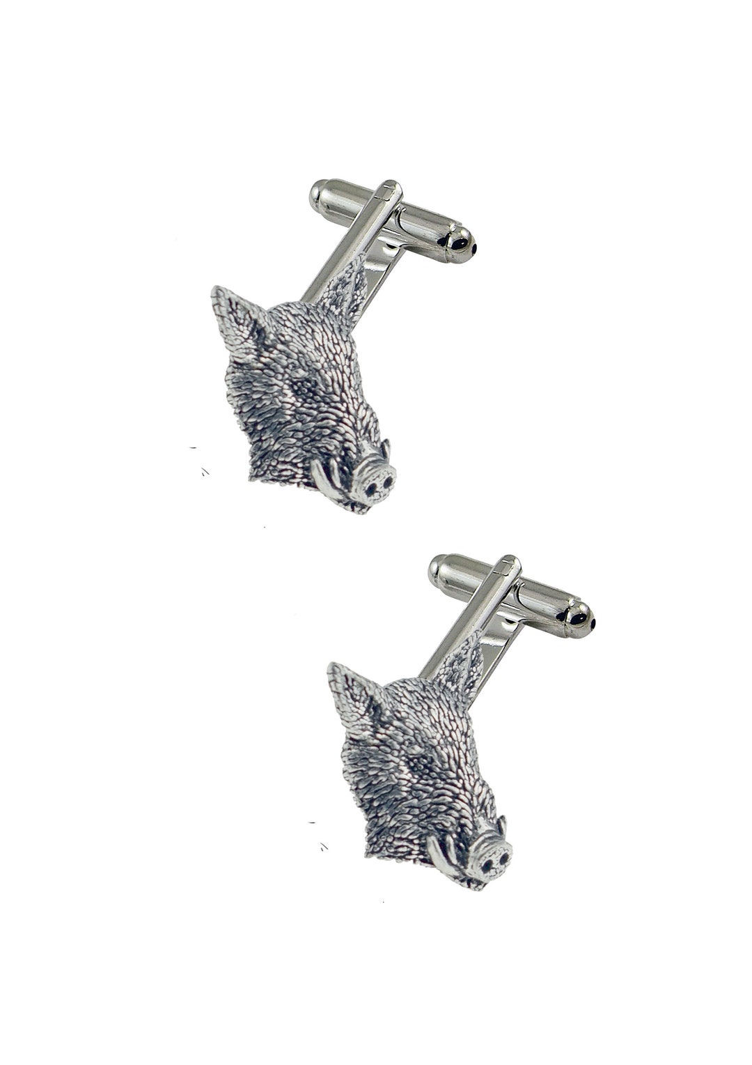 A44 Wild Boar’s Head Fine English Pewter Cufflinks Tie Slide Sets Tie ...