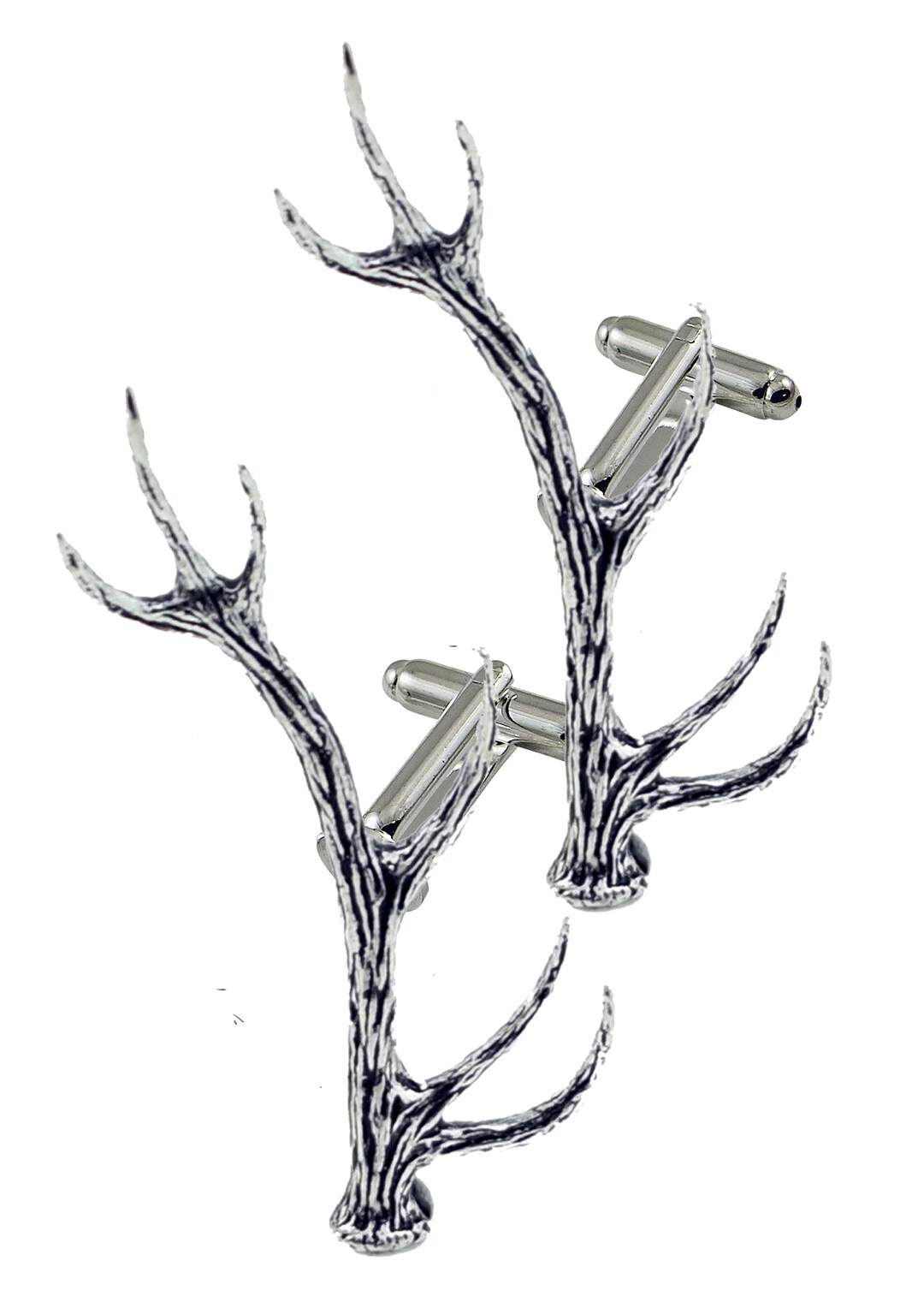 A58 Red Stag Antler 5cmx1.6cm English Pewter Cufflinks Tie Slide Sets ...
