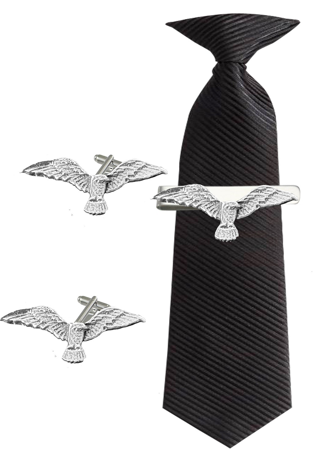 FT245 Falcon Eagle English Pewter Cufflinks Tie Slide Sets Tie Pin Bolo ...