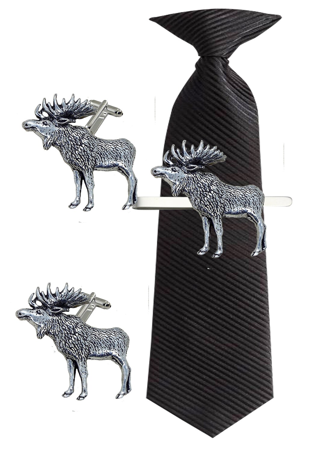 A47 Standing Moose 3.5cmx4cm English Pewter Cufflinks Tie Slide Sets ...