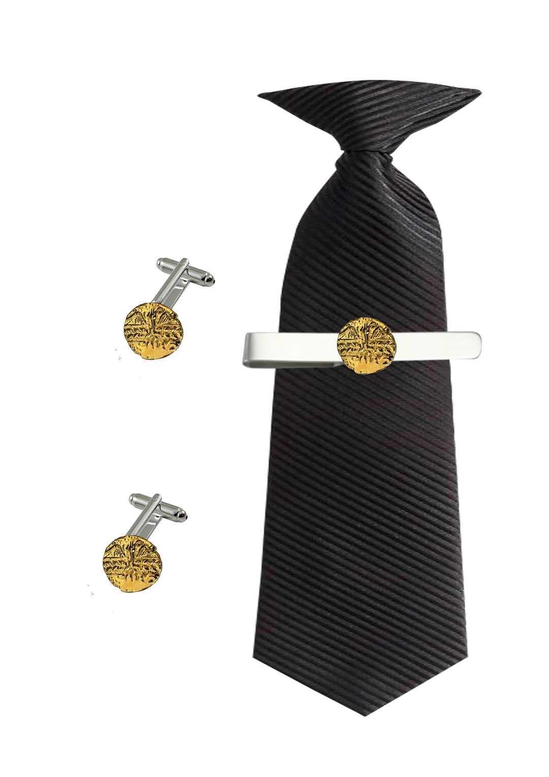 WC64 Trinovantes Wings Gold Gild Cufflinks Tie Slide Pins Bolo Neck Tie ...