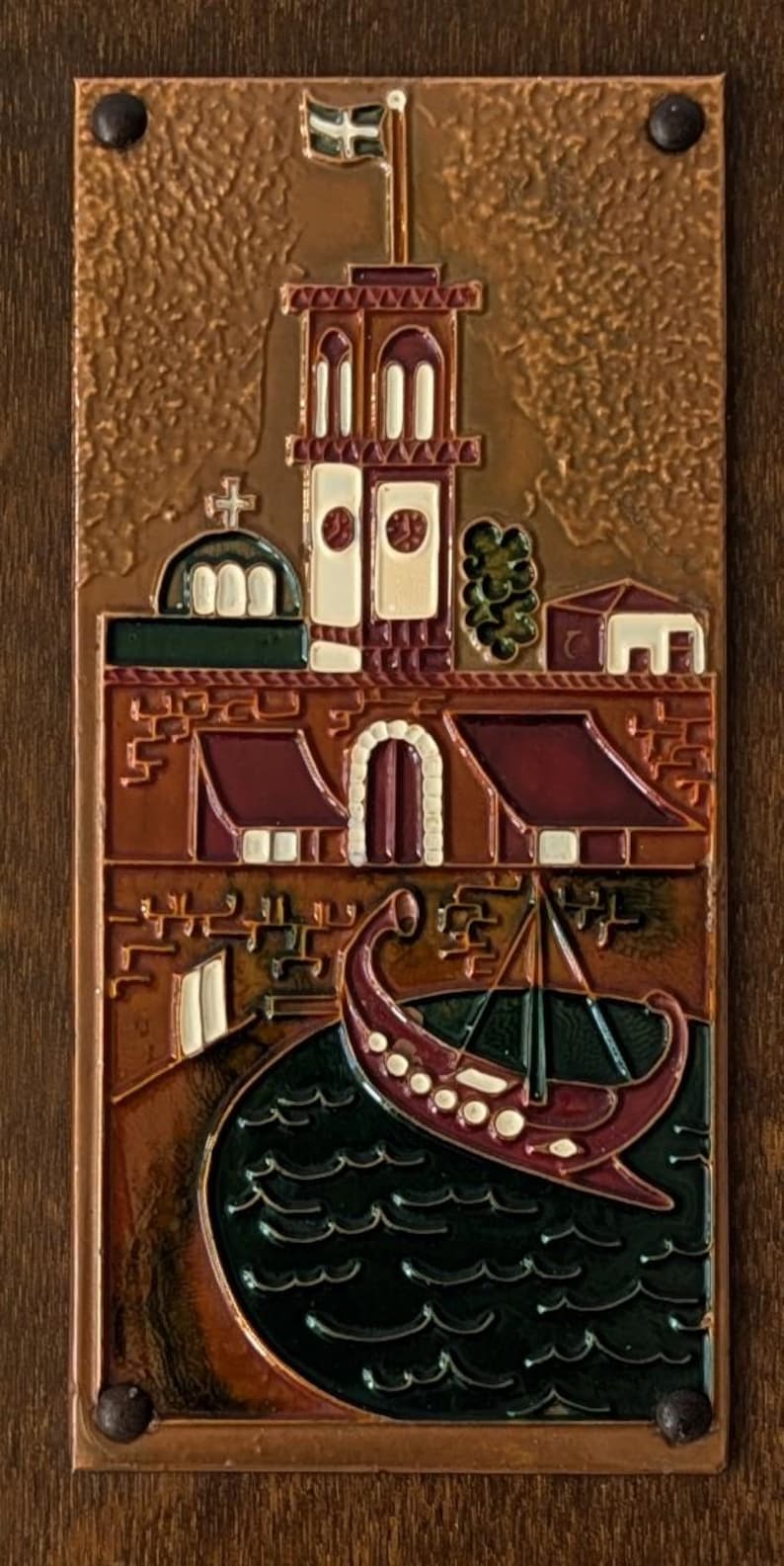AETHRA Wall Plaque/picture, Copper, Enamel Paint, Greek Handmade ...