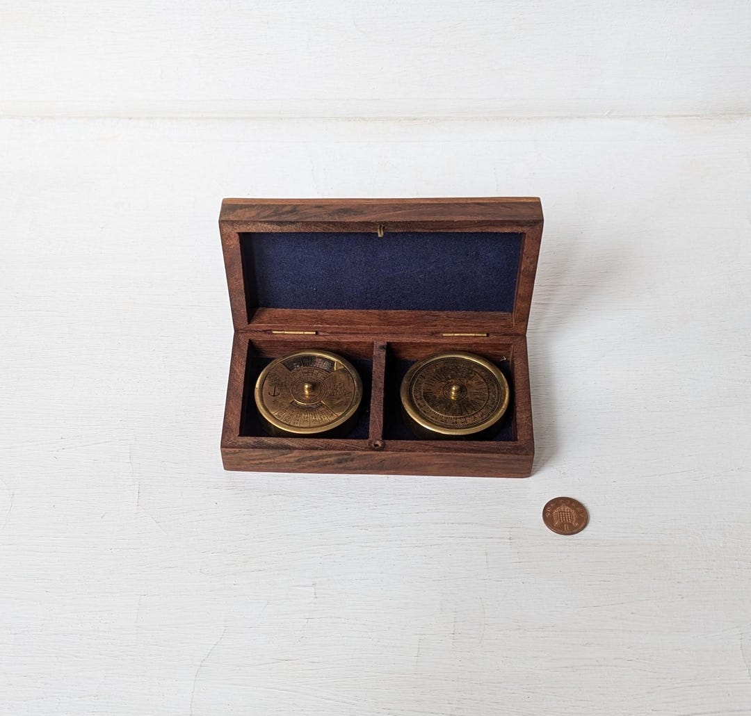 Past Times, Calendar & Time Zone Calculator, Sheesham Wood and Brass ...