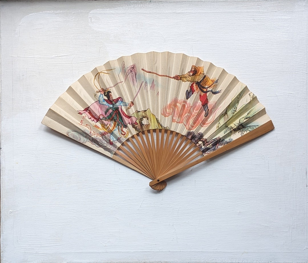 Hand Fan, Chinese, Wooden and Paper, Journey to the West, Vintage - Etsy