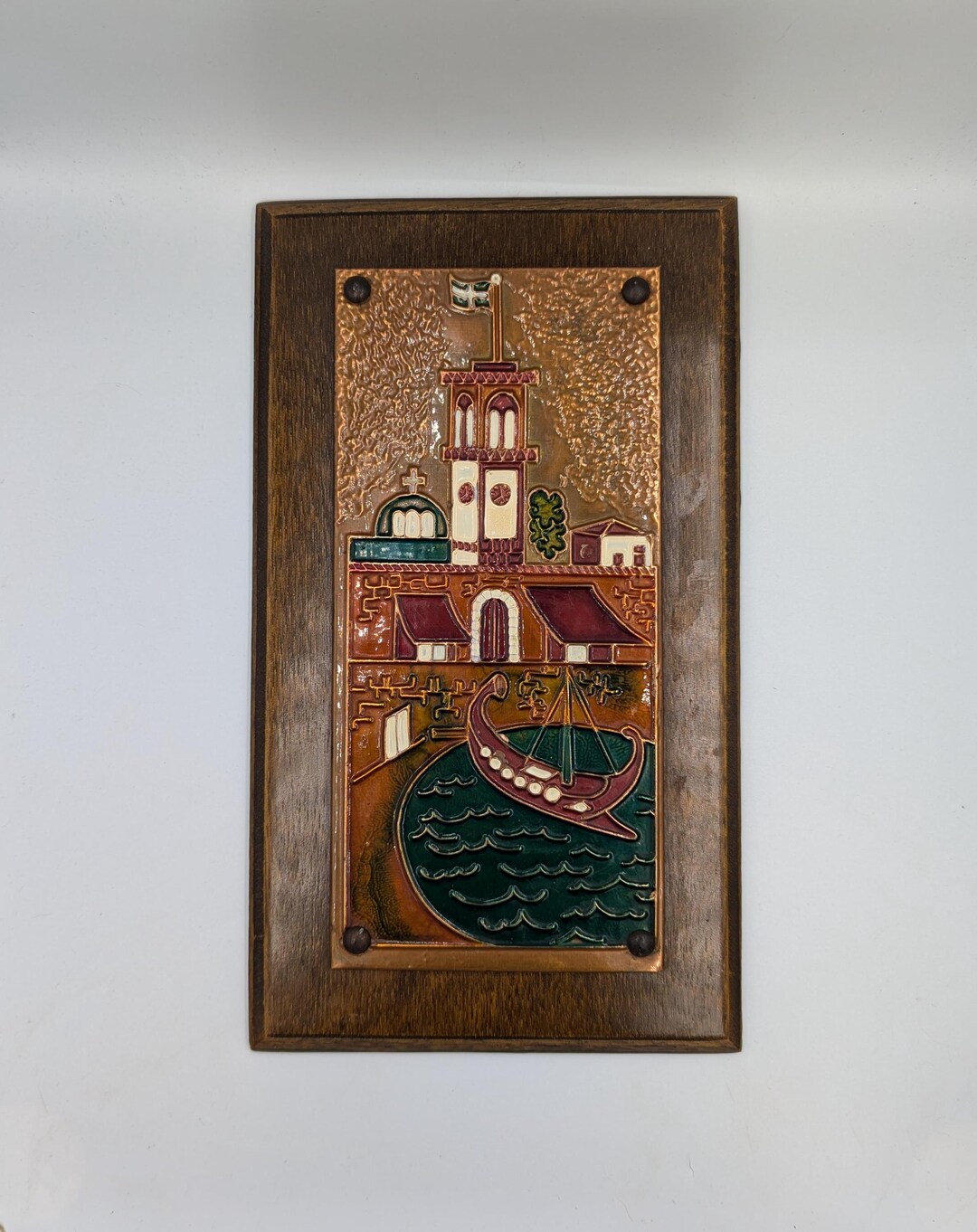 AETHRA Wall Plaque/picture, Copper, Enamel Paint, Greek Handmade ...