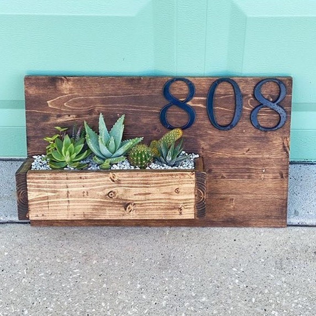 Address Planter, Metal Address Sign, Plants, Modern Decor, House ...