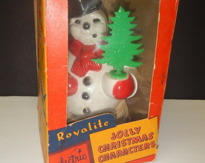 Vintage Royalite, Retro, Electric, Mid Century, Snowman, Christmas Tree ...