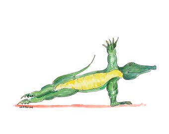 Gator II Warrior II Yoga Yoga Pose Gator Alligator - Etsy