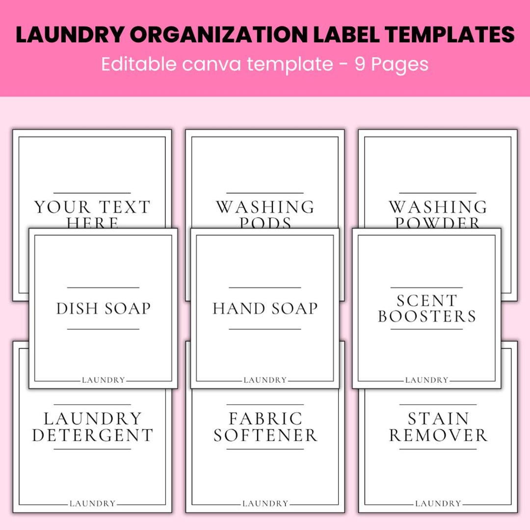 Laundry Room Label Templates | Minimalist White Laundry Labels ...