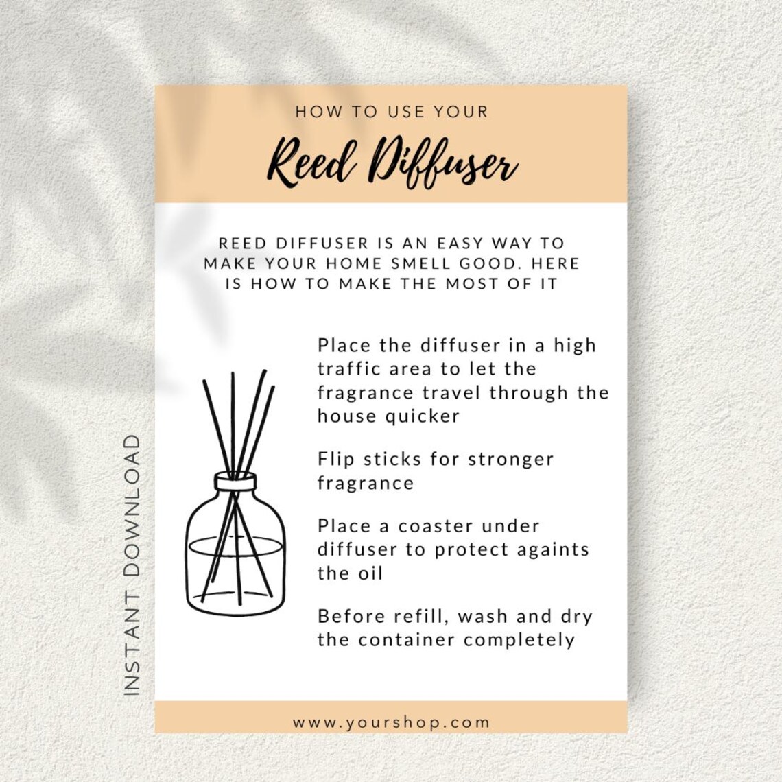 Reed Diffuser Care Card Template | Room Diffuser Guide | Reed Diffuser ...