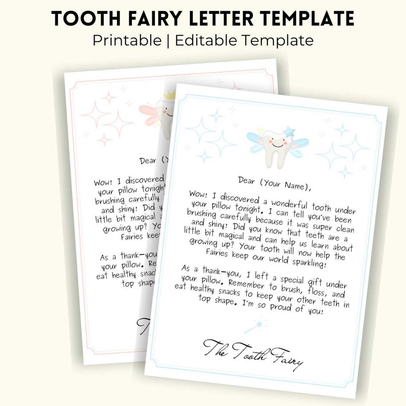 Tooth Fairy Letter Template | Tooth Fairy Collection Receipt ...