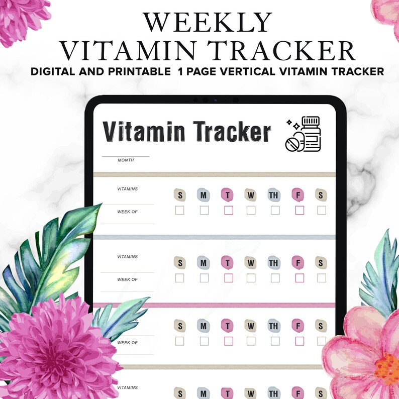 Daily/weekly Vitamins | Supplement Tracker | Vitamin Tracker | Instant ...