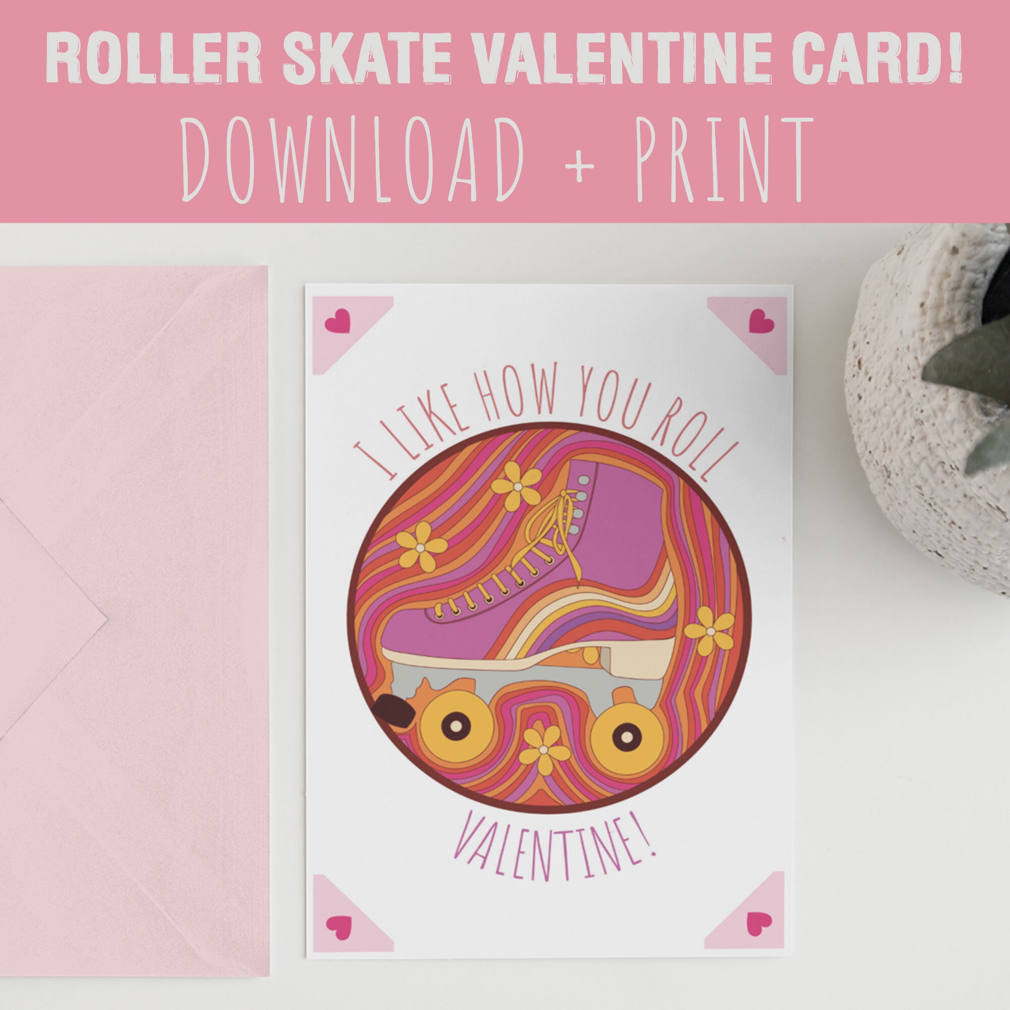 Roller Skating Valentine Card-valentine Digital Download Retro ...