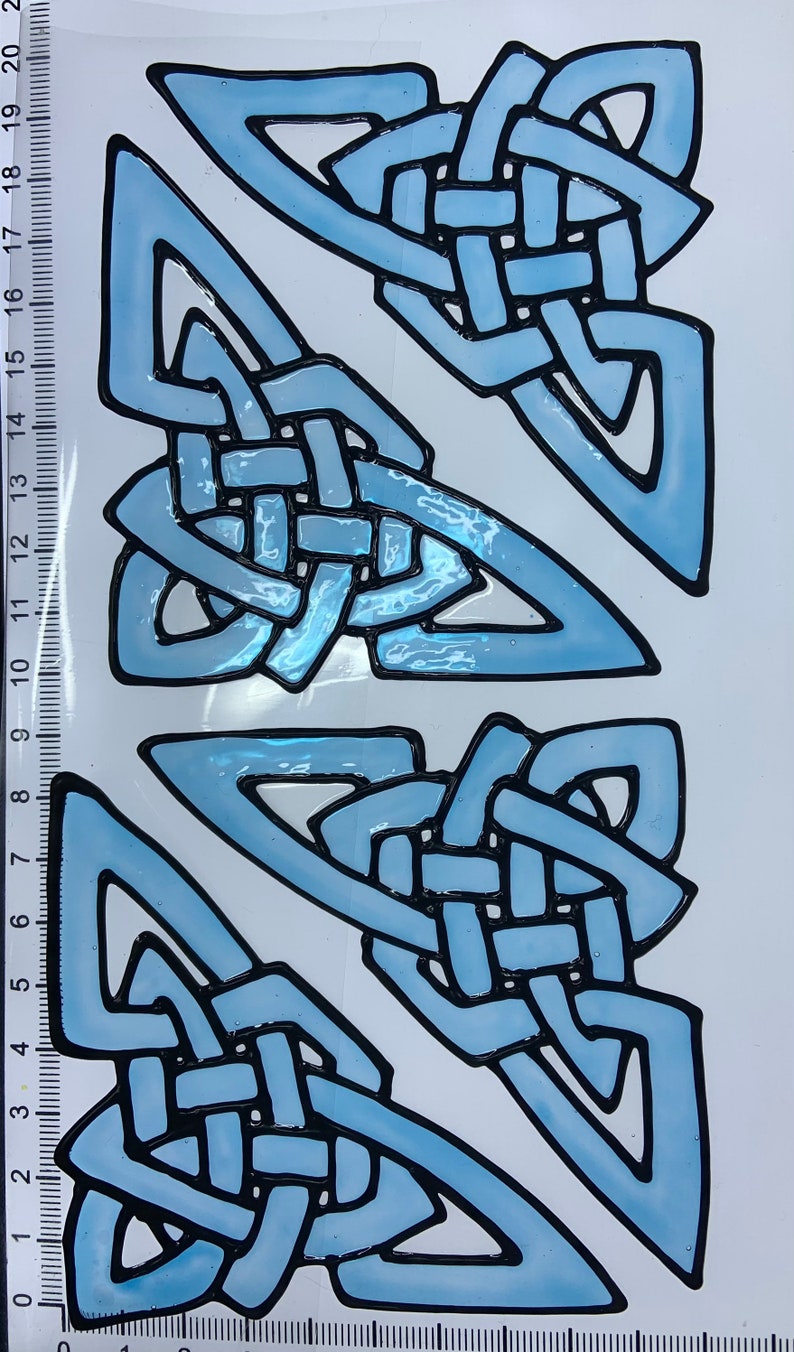 Hand Painted Celtic Corners Window Cling Faux Stained Glass | Etsy