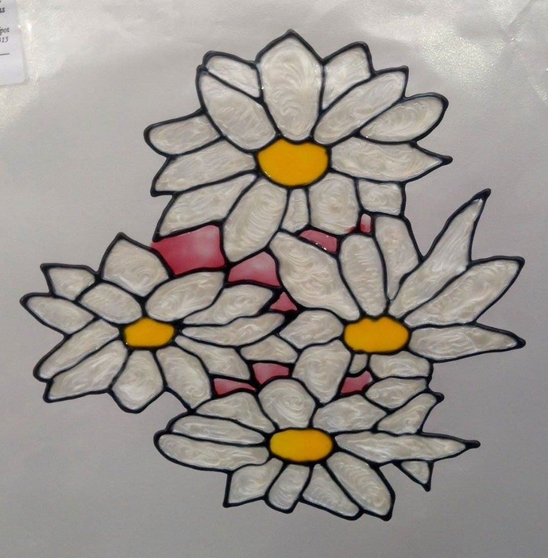 Hand Painted Daisy, Window Cling, Faux Stained Glass Effect. - Etsy