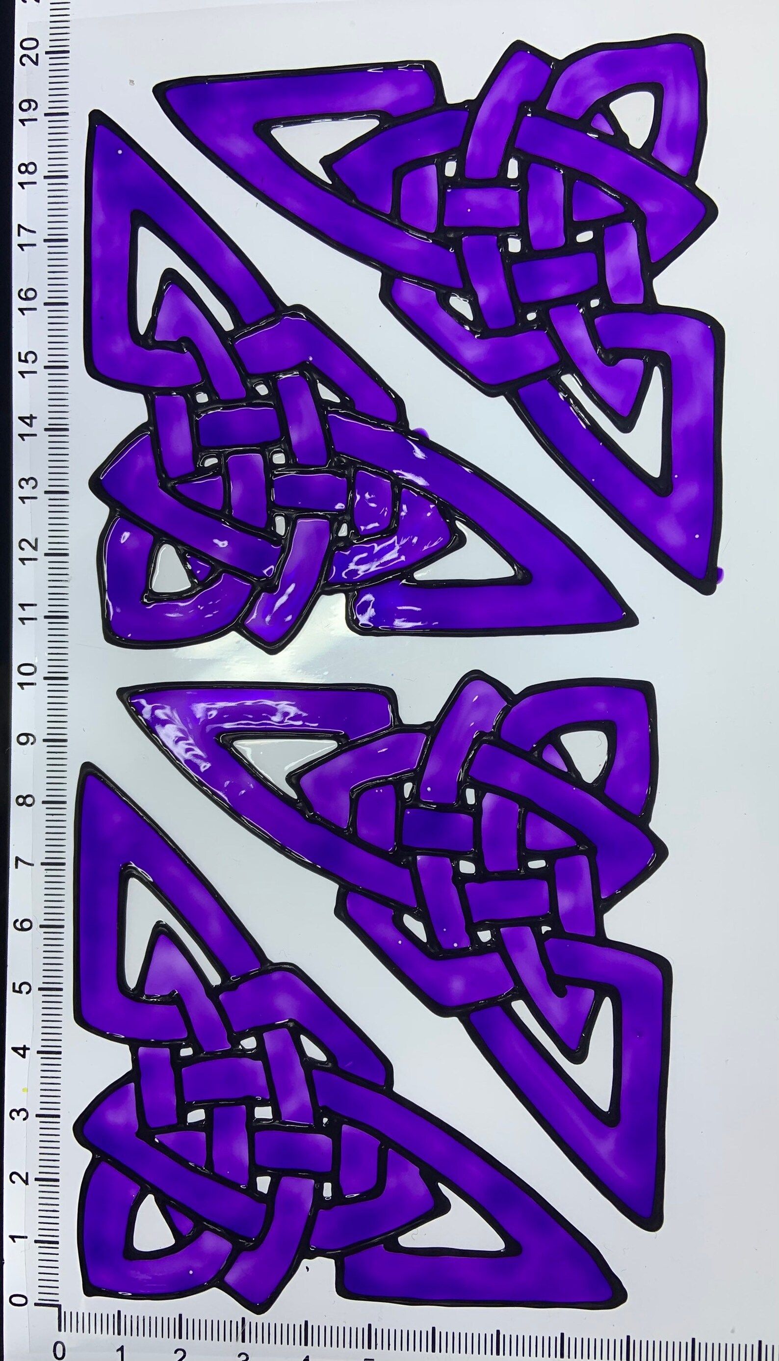 Hand Painted Celtic Corners Window Cling Faux Stained Glass | Etsy