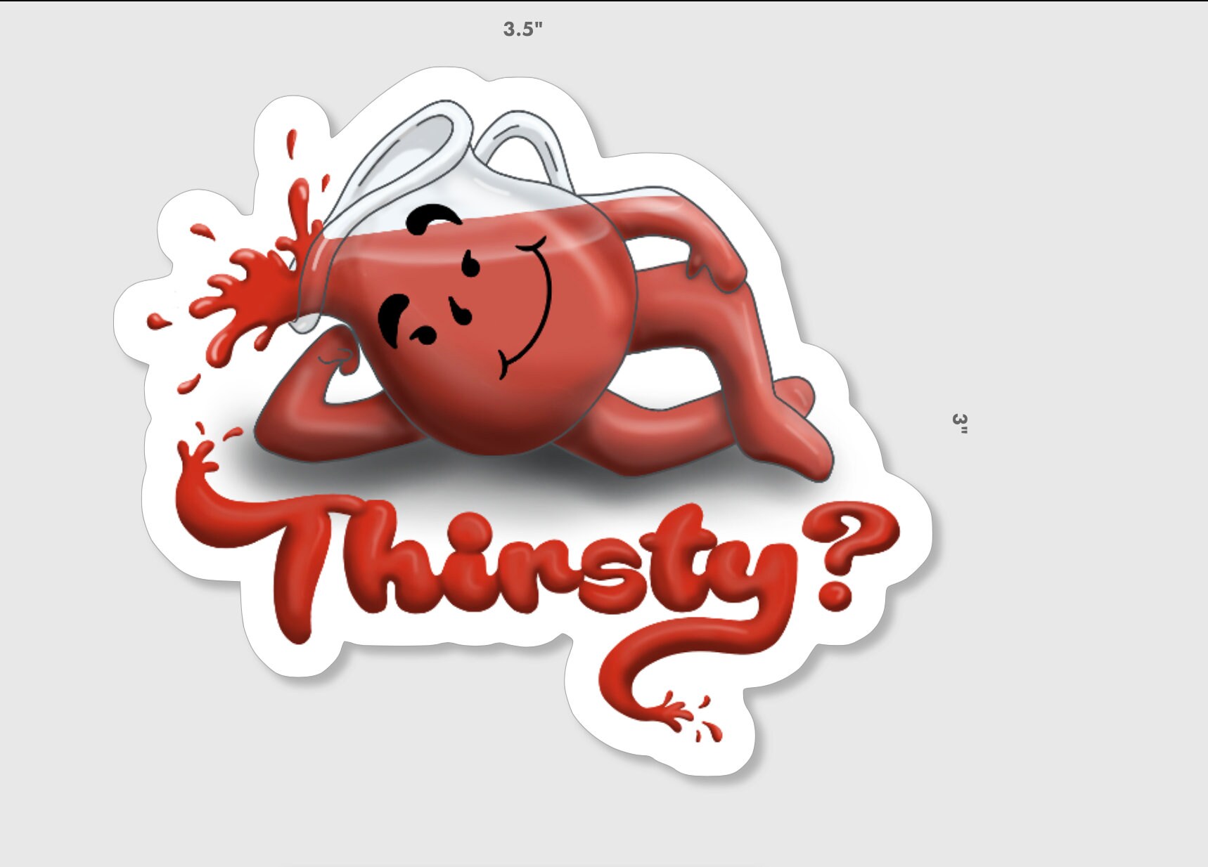 Thirsty 3 Inch Vinyl Sticker Kool-aid Man 90s Nostalgia TV - Etsy